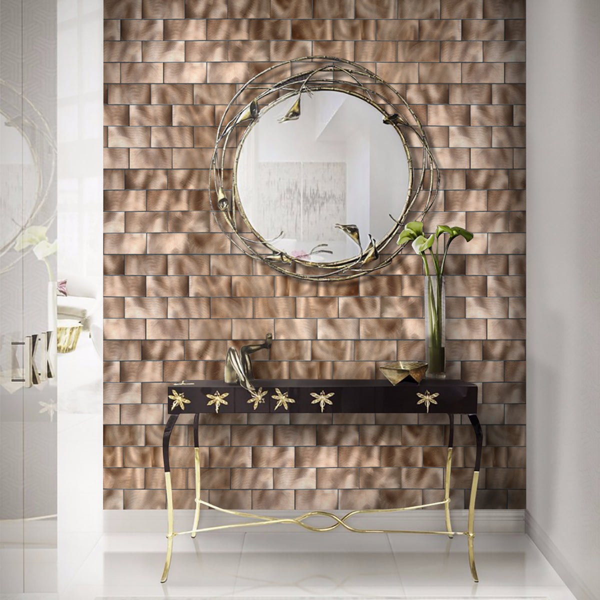 Decopsu Peel and Stick Metal Subway Tile Backsplash (Rotary Abrased 15 ...