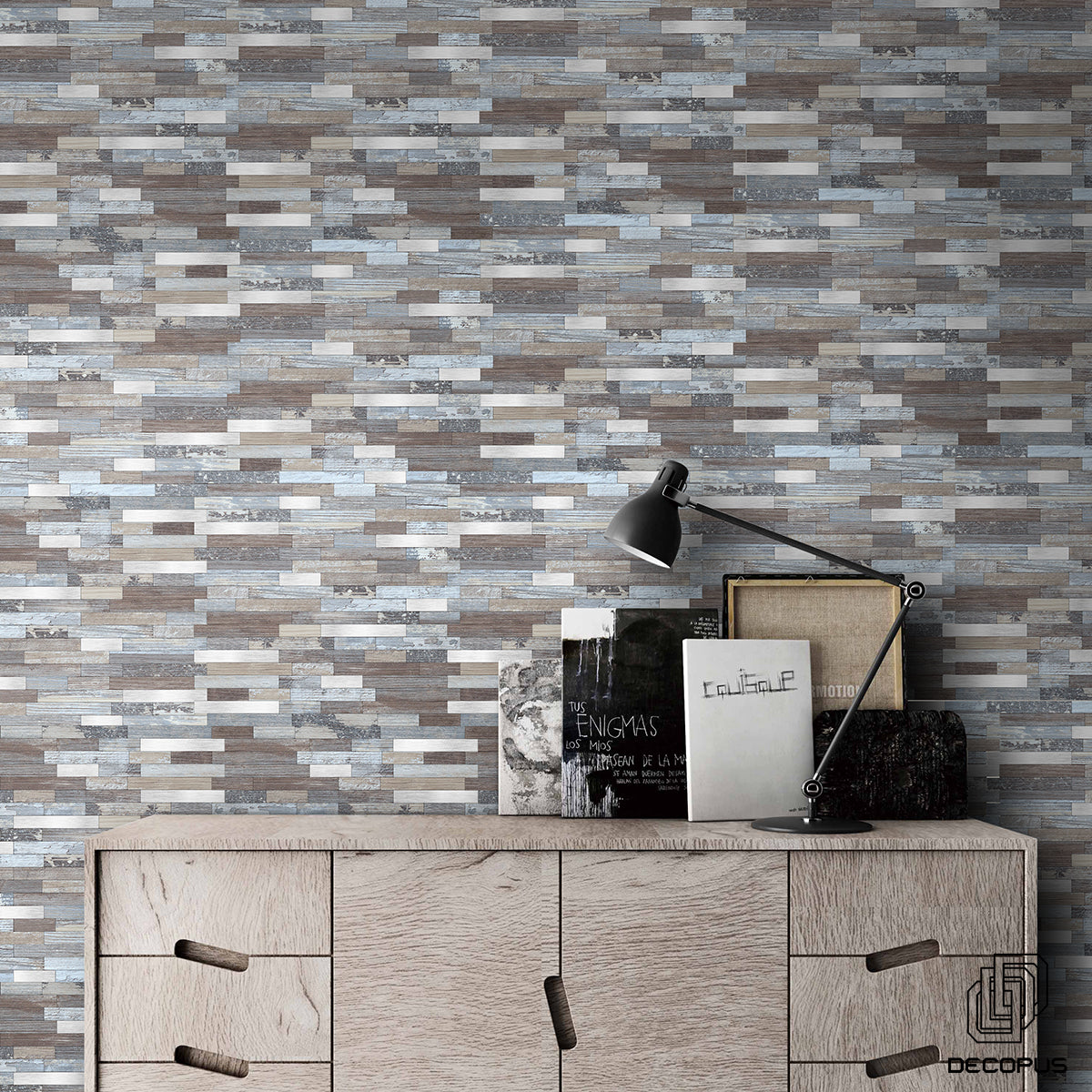 Decopus Metal Tile Peel and Stick Backsplash (Long Strip Shape in Recl ...